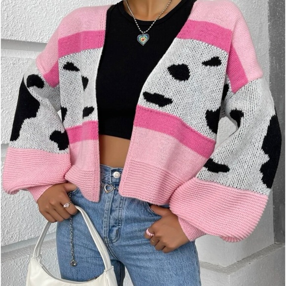 Rebellious Rose | Sweaters | Colorblock Graphic Pattern Lantern Sleeve ...